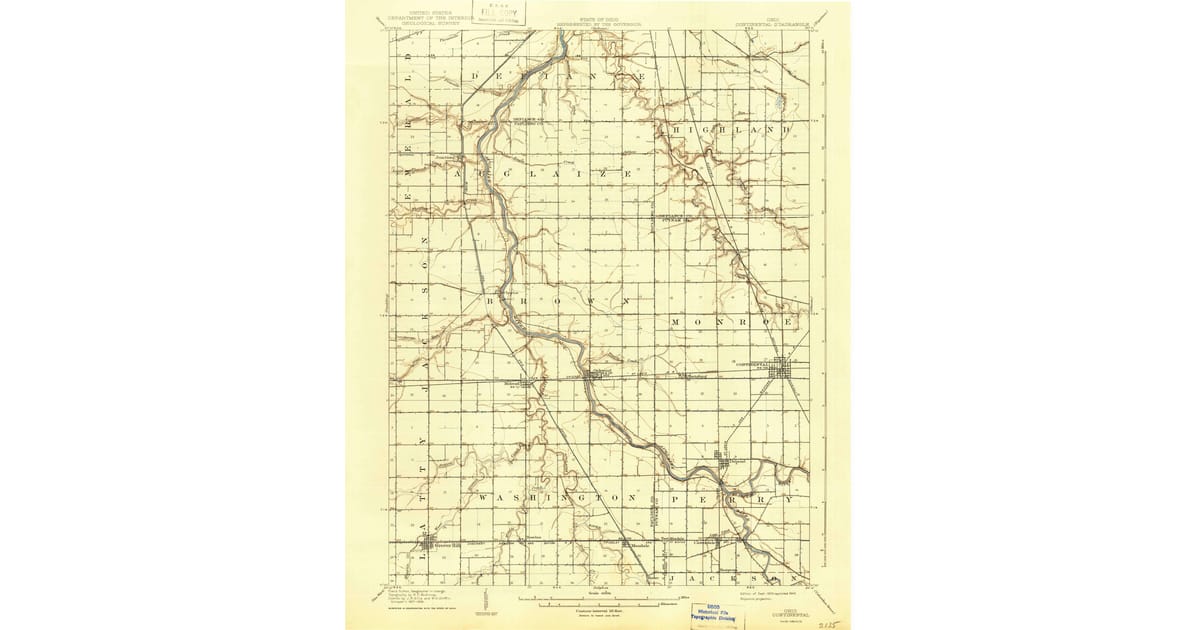 1909 Map of Continental, OH — High-Res | Pastmaps