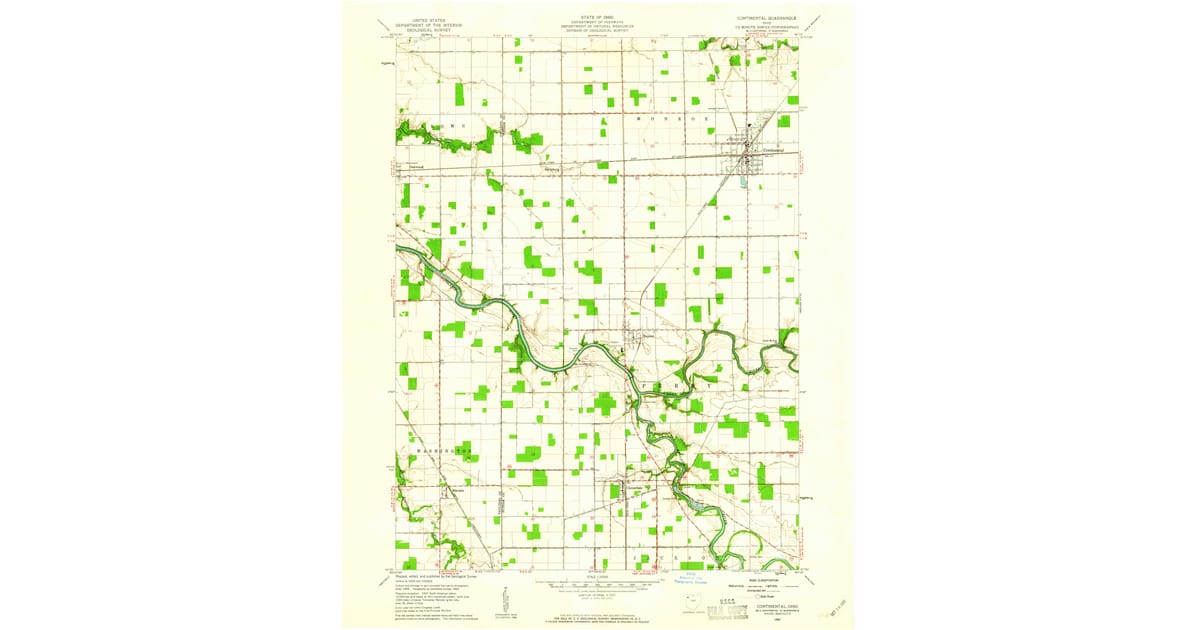 1960 Map of Continental, OH — High-Res | Pastmaps
