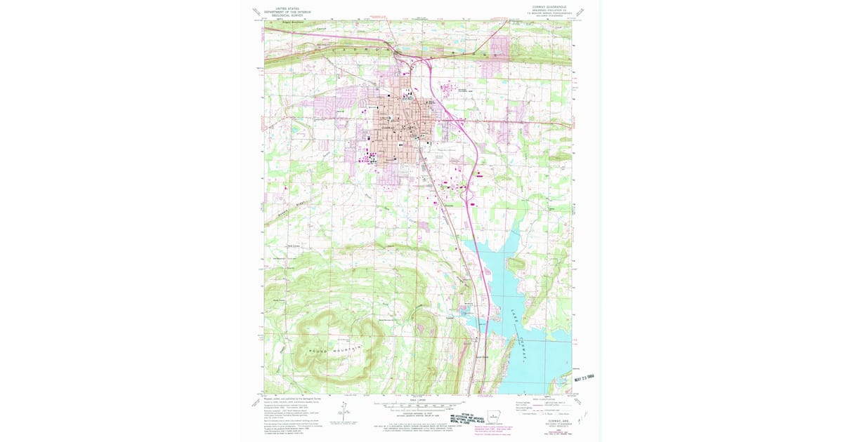 1961 Map of Conway, AR — High-Res, 1982 Print | Pastmaps