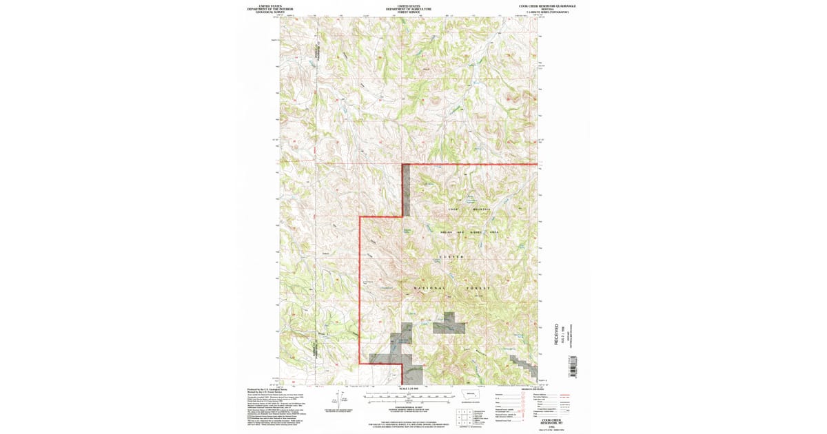1995 Map of Cook Creek Reservoir, Powder River County, MT — High-Res ...