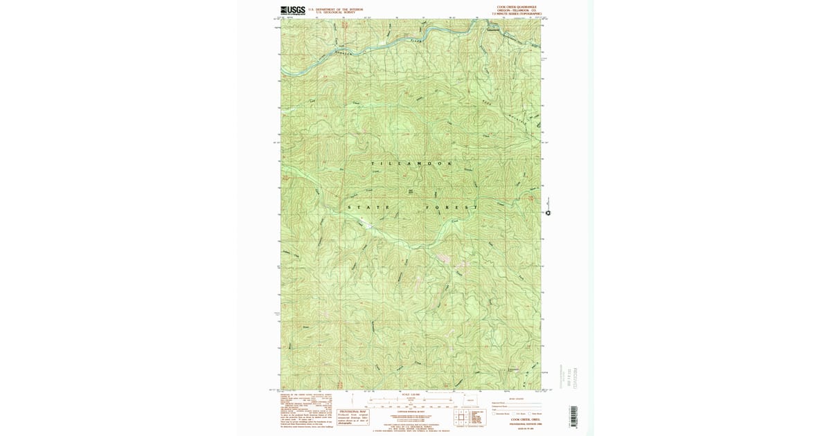 1984 Map of Cook Creek, Tillamook County, OR — High-Res | Pastmaps