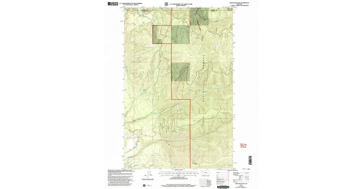 1999 Map of Cook Mountain, Sanders County, MT — High-Res | Pastmaps