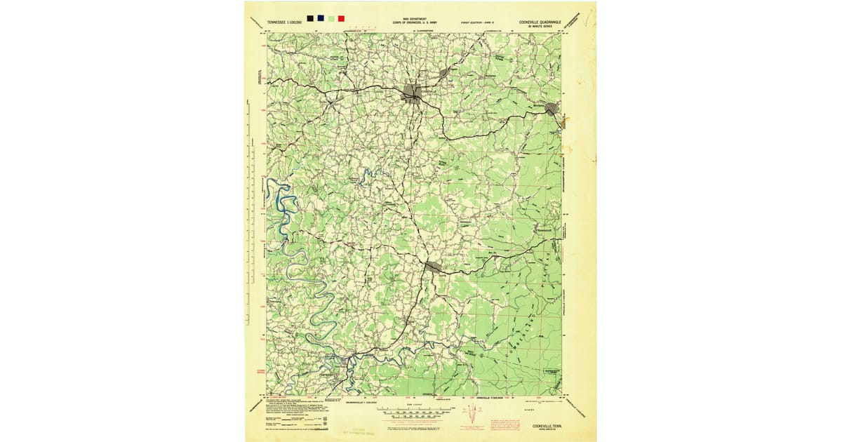 1944 Map of Cookeville, Tennessee — High-Res | Pastmaps