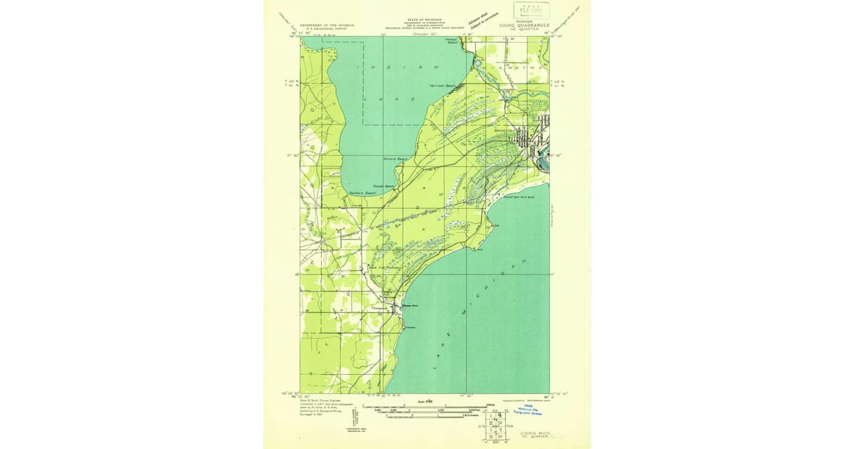 Old Maps of Hiawatha Township, MI for Metal Detecting | Pastmaps