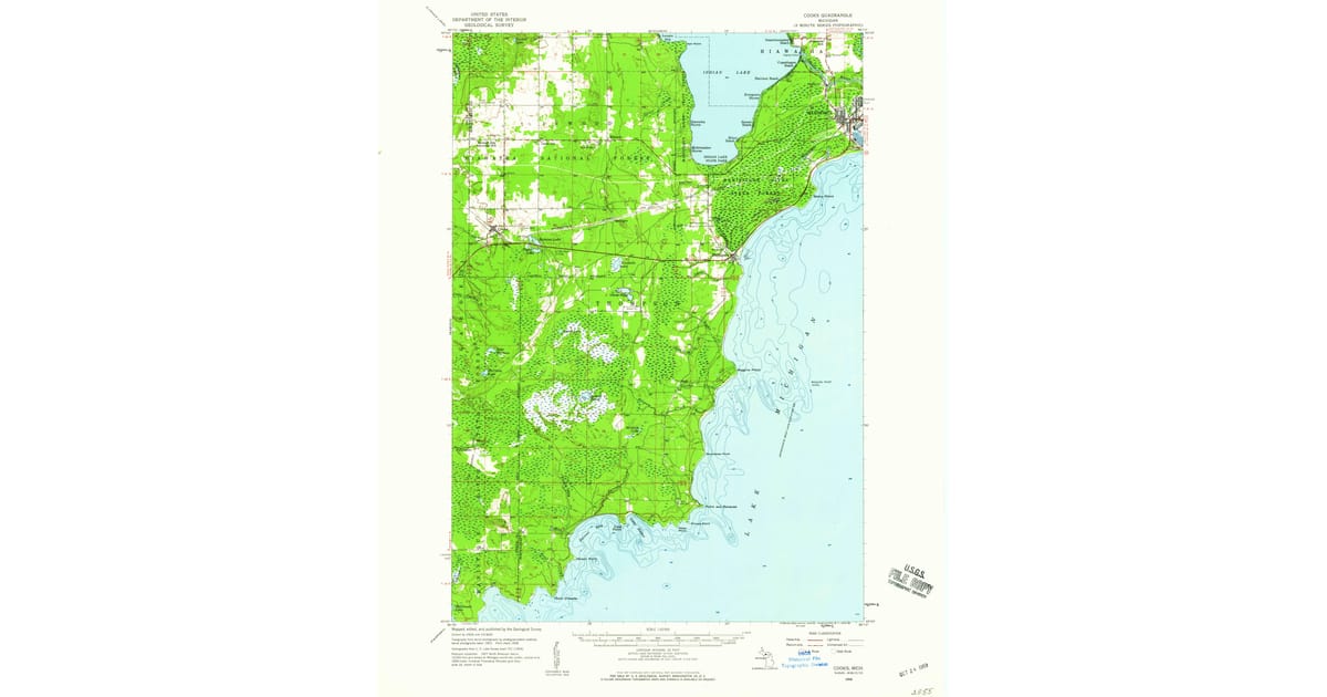 1958 Map of Cooks, Schoolcraft County, MI — High-Res | Pastmaps