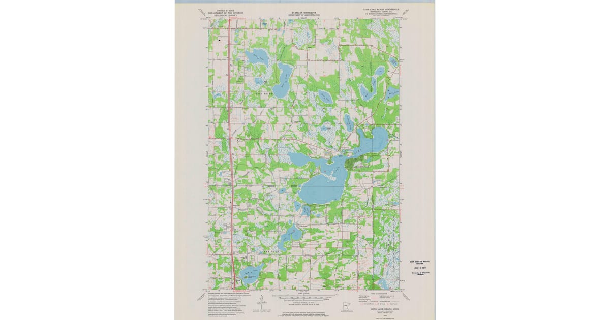 1974 Map of Coon Lake Beach, Anoka County, MN — High-Res | Pastmaps
