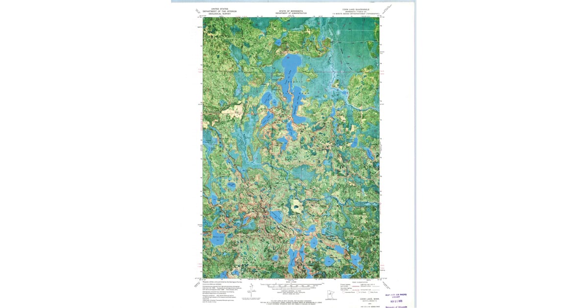 1970 Map of Coon Lake, Itasca County, MN — High-Res | Pastmaps