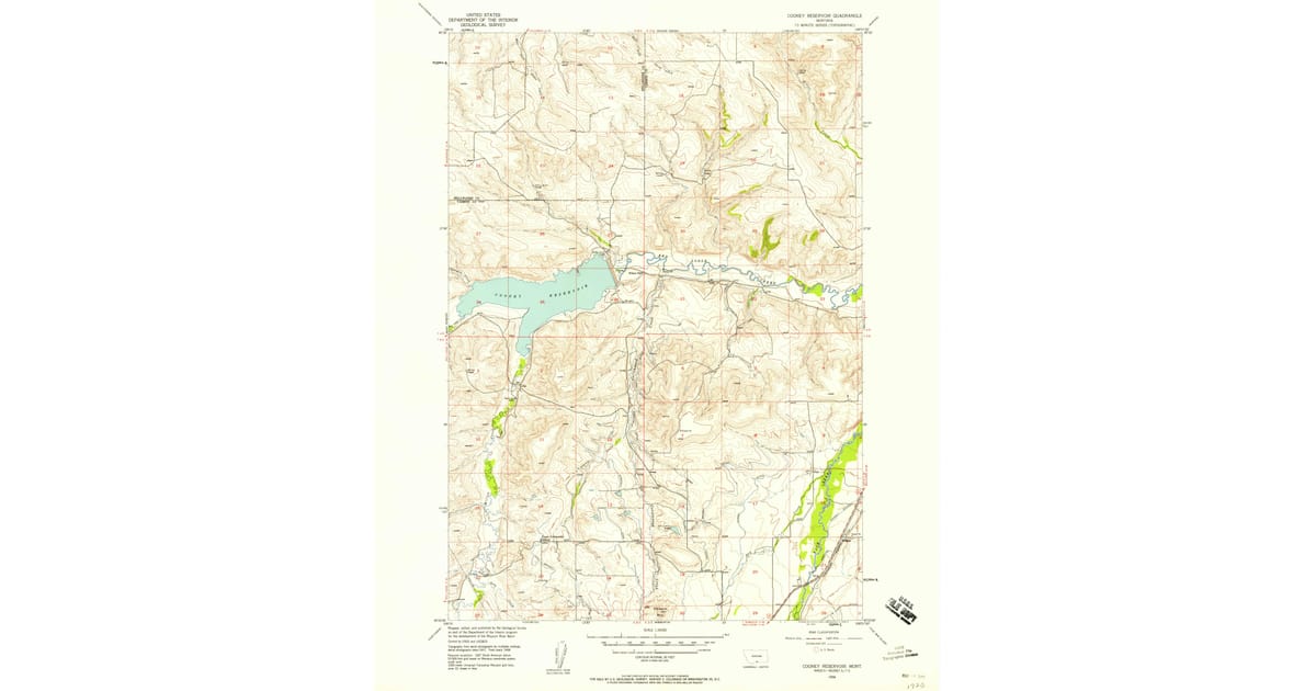 1956 Map of Cooney Reservoir, Carbon County, MT — High-Res | Pastmaps