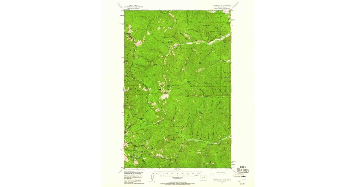 1956 Map of Cooper Gulch, Sanders County, MT — High-Res | Pastmaps