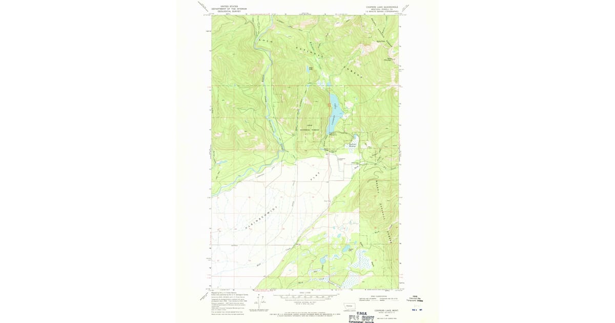 1968 Map of Coopers Lake, Powell County, MT — High-Res | Pastmaps