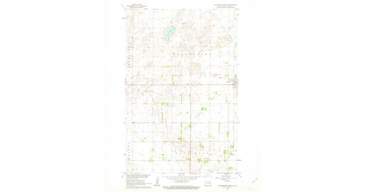 1961 Map of Cooperstown West, Griggs County, ND — High-Res | Pastmaps