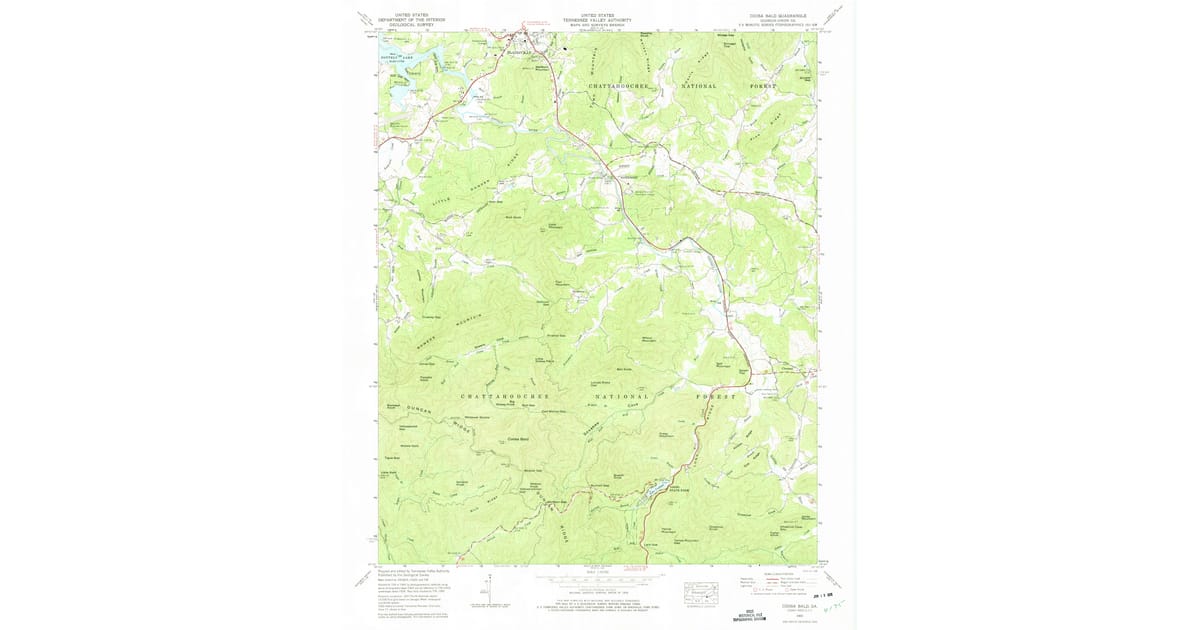 1965 Map of Coosa Bald, Union County, GA — High-Res | Pastmaps