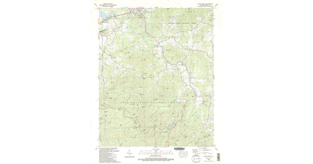 1988 Map of Coosa Bald, Union County, GA — High-Res | Pastmaps