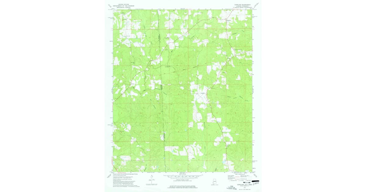 1974 Map of Copeland, Washington County, AL — High-Res | Pastmaps