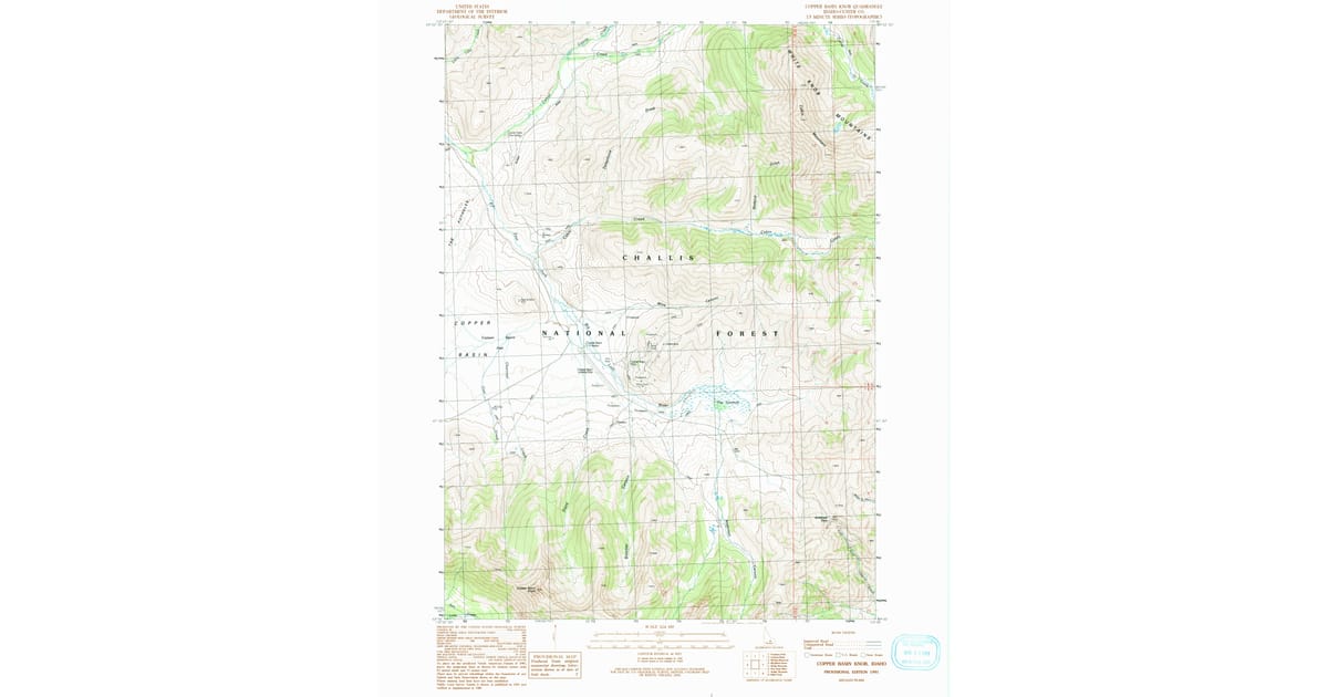 1991 Map of Copper Basin Knob, Custer County, ID — High-Res | Pastmaps