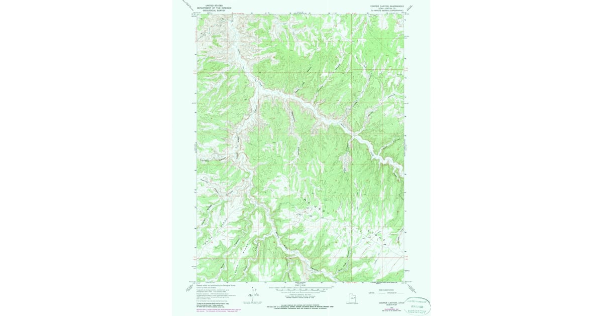 1966 Map of Copper Canyon, Uintah County, UT — High-Res, 1987 Print ...