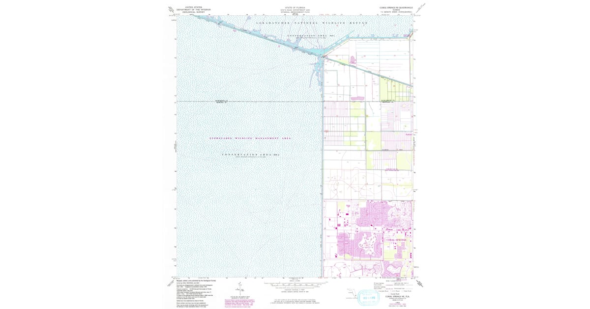 1963 Map of Coral Springs NE, Broward County, FL — High-Res, 1993 Print ...