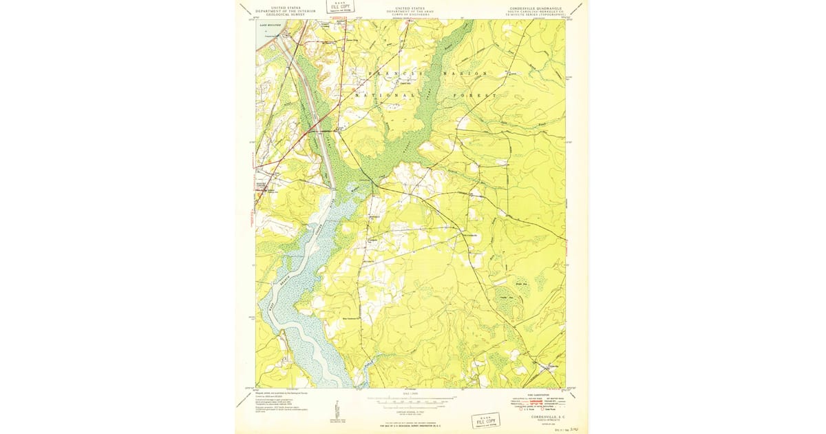 1949 Map of Cordesville, Berkeley County, SC — High-Res | Pastmaps