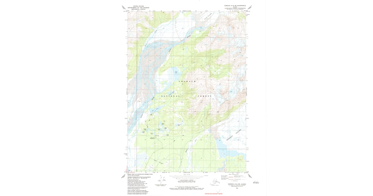 1983 Map of Cordova C-4 SW, Alaska — High-Res | Pastmaps