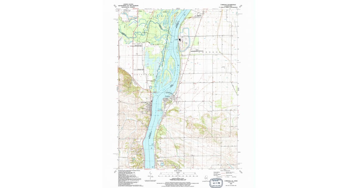 1991 Map of Cordova, IL — High-Res | Pastmaps