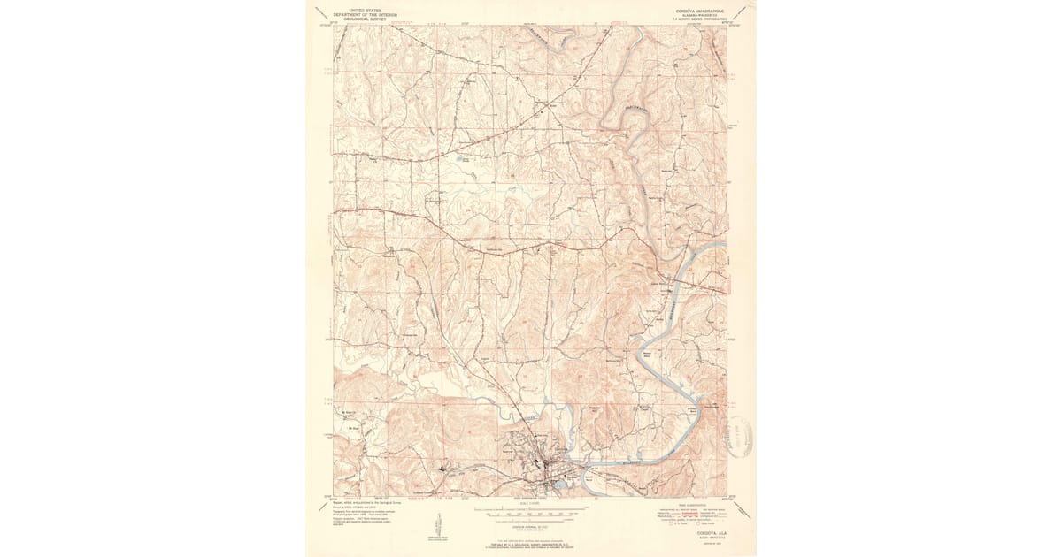 1951 Map of Cordova, AL — High-Res | Pastmaps