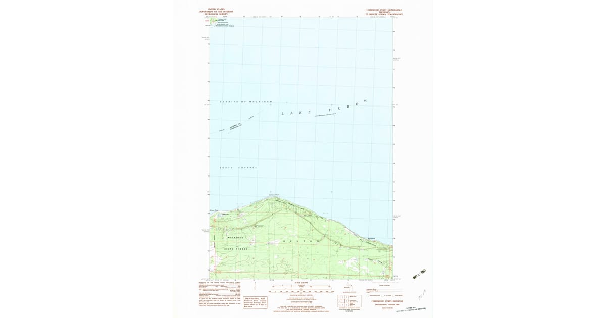 1982 Map of Cordwood Point, Cheboygan County, MI — High-Res | Pastmaps