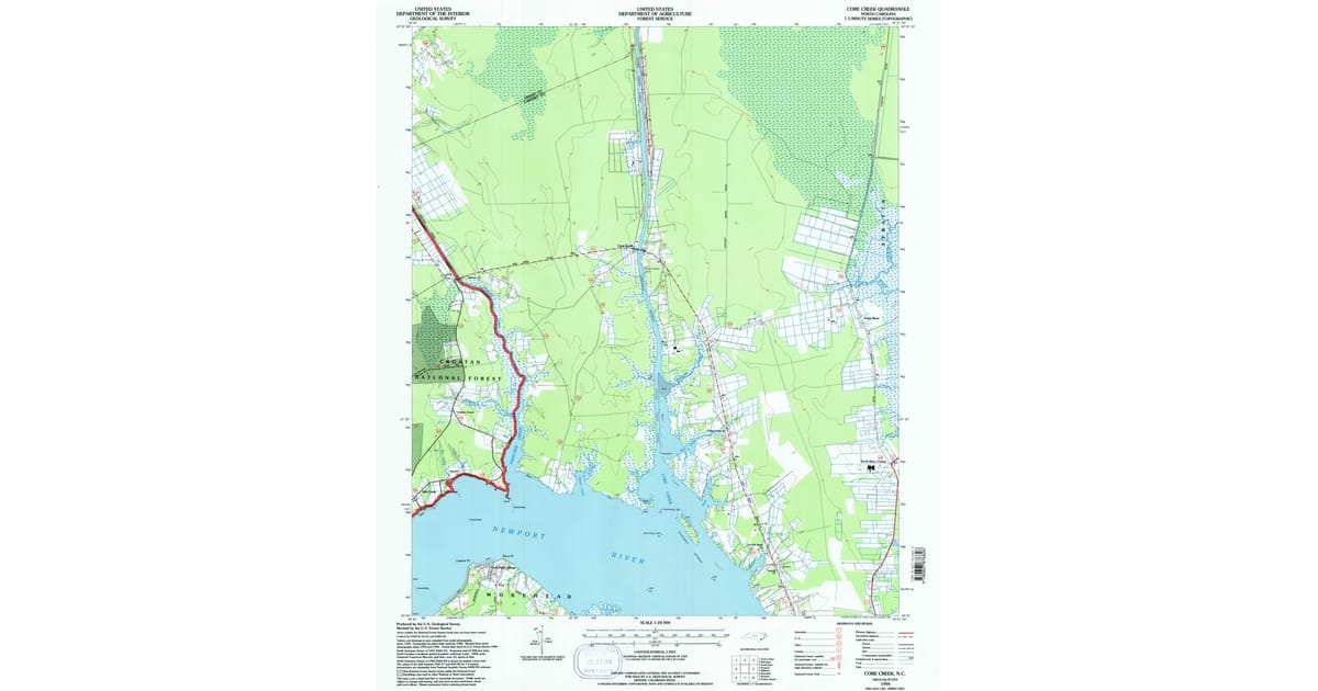 1994 Map of Core Creek, Carteret County, NC — High-Res | Pastmaps
