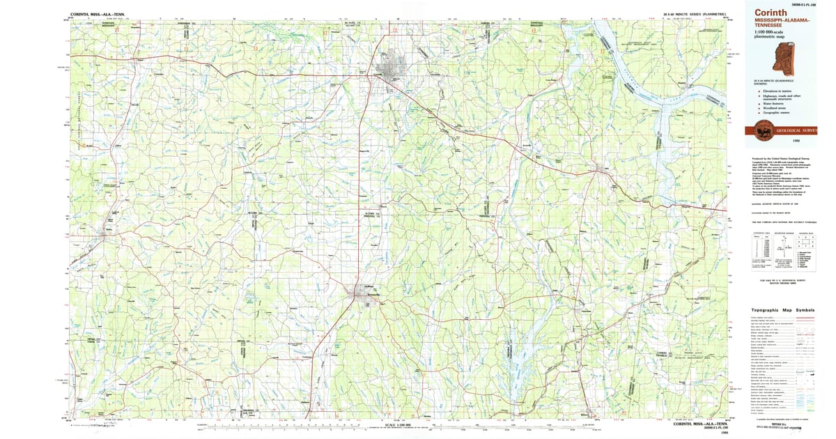 1980s Maps of Bloody Springs, MS | Pastmaps