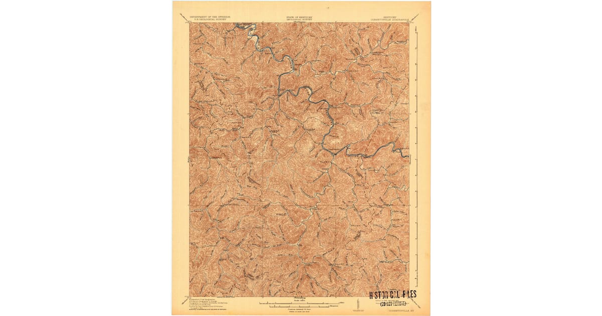 1916 Map of Cornettsville, Perry County, KY — High-Res, 1932 Print ...