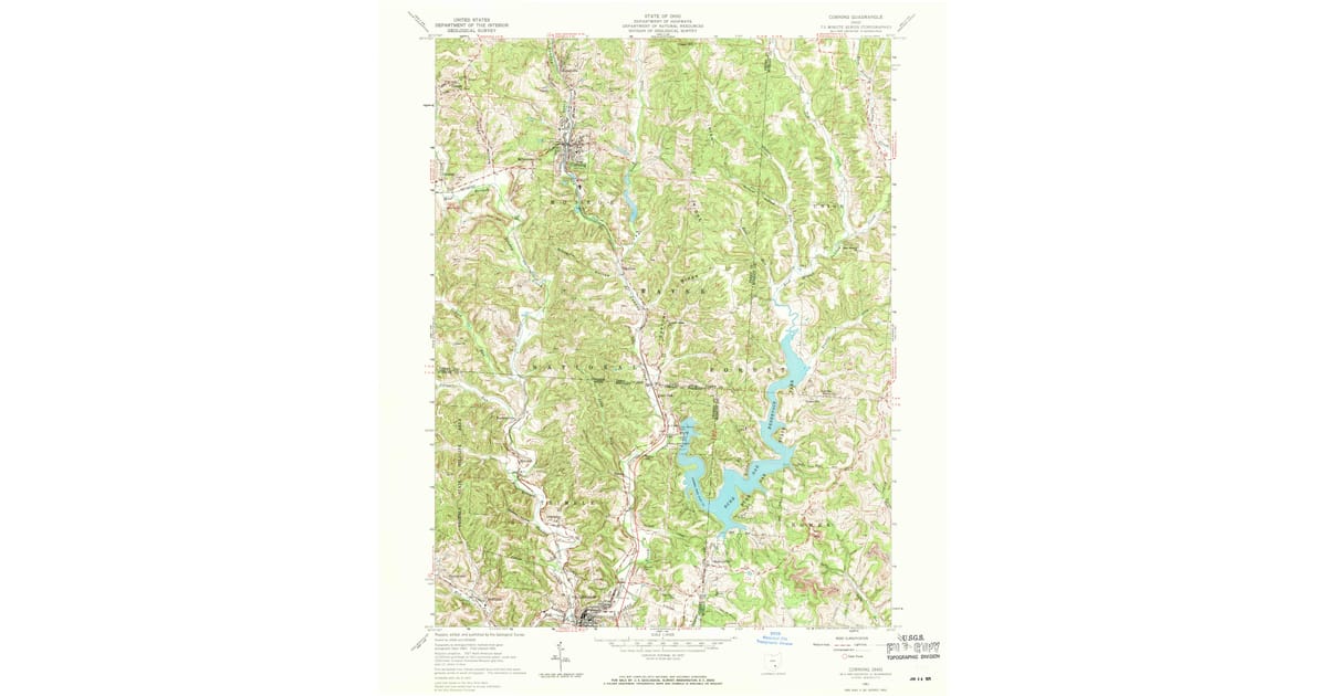 1961 Map of Corning, OH — High-Res, 1971 Print | Pastmaps