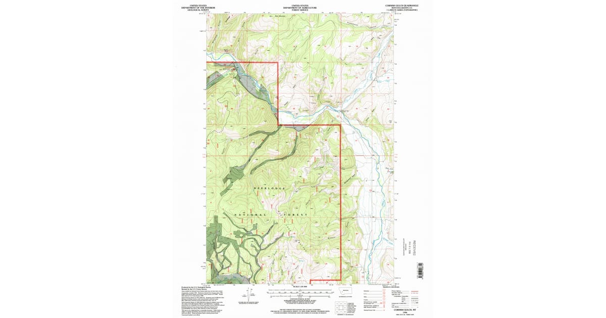 1996 Map of Cornish Gulch, Granite County, MT — High-Res | Pastmaps