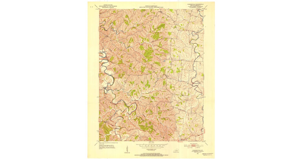 1952 Map of Cornishville, Mercer County, KY — High-Res | Pastmaps