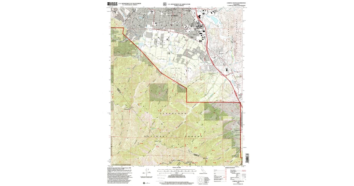 1997 Map of Corona South, Riverside County, CA — High-Res | Pastmaps