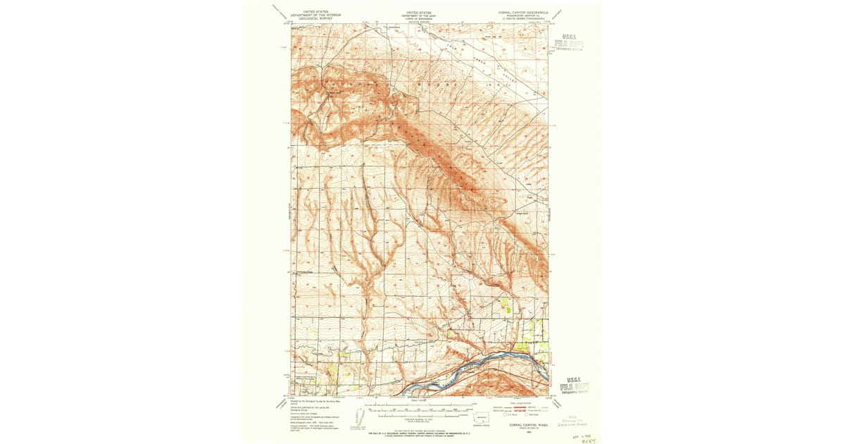 1951 Map of Corral Canyon, Benton County, WA — High-Res | Pastmaps