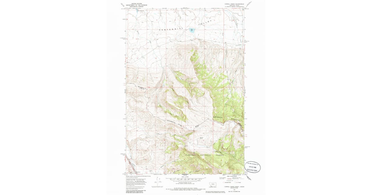 1968 Map of Corral Creek, Beaverhead County, MT — High-Res, 1986 Print ...