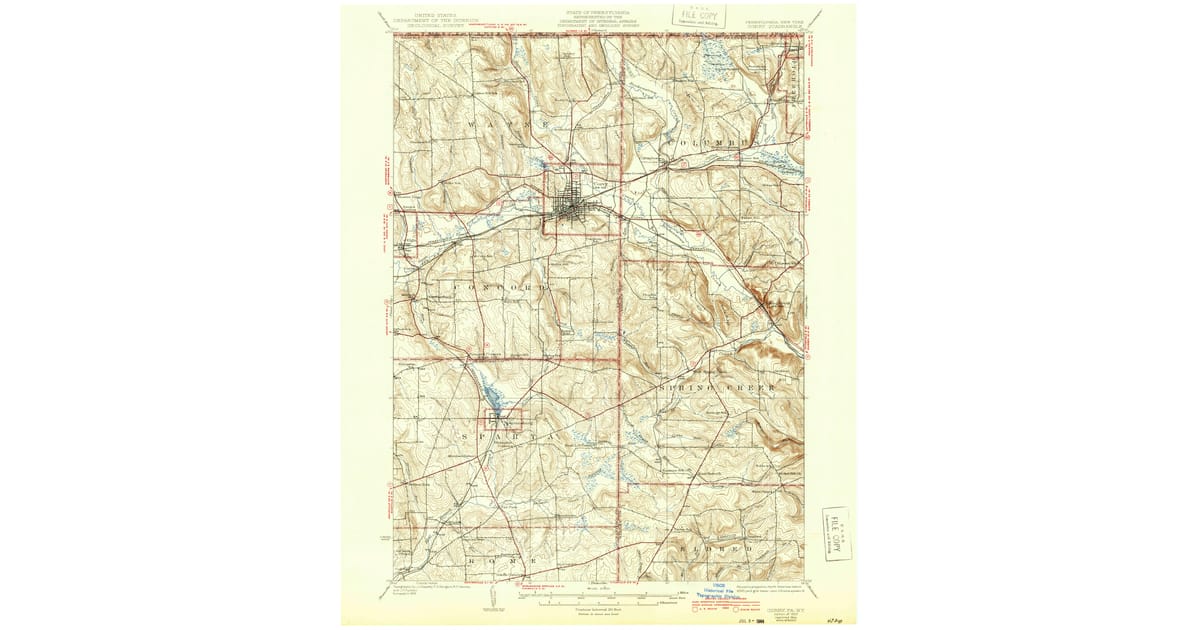 1932 Map of Corry, PA — High-Res, 1944 Print | Pastmaps
