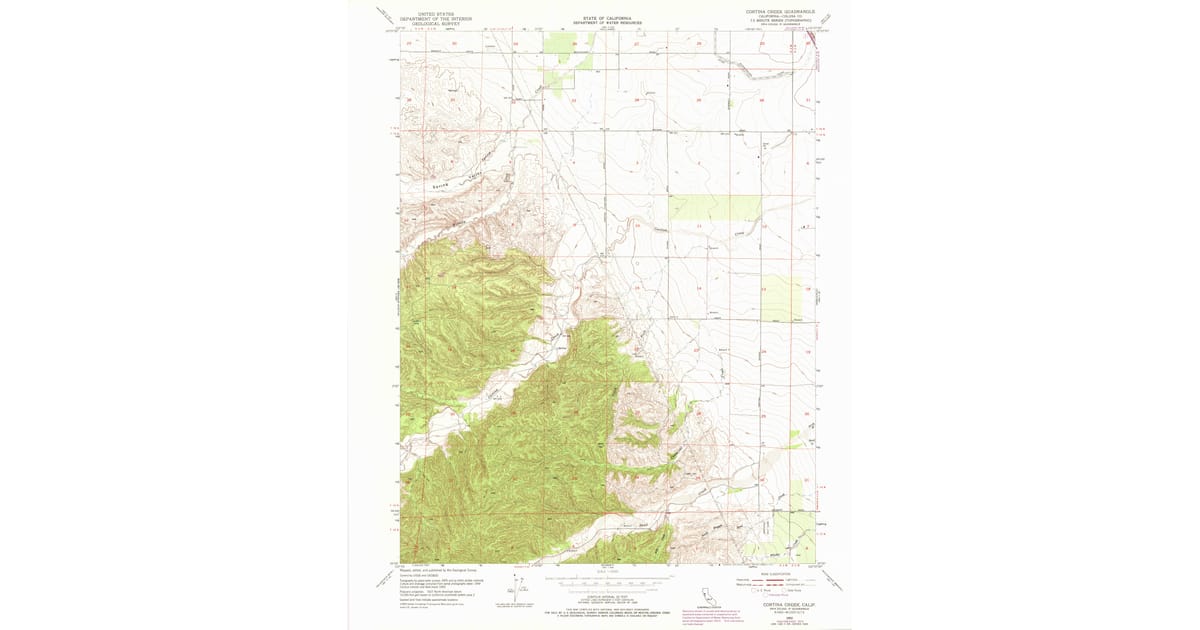1953 Map of Cortina Creek, Colusa County, CA — High-Res, 1975 Print ...