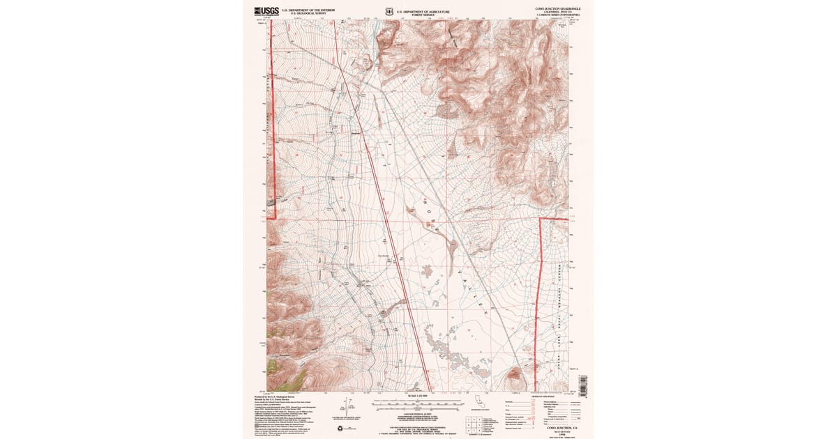 1994 Map of Coso Junction, Inyo County, CA — High-Res | Pastmaps