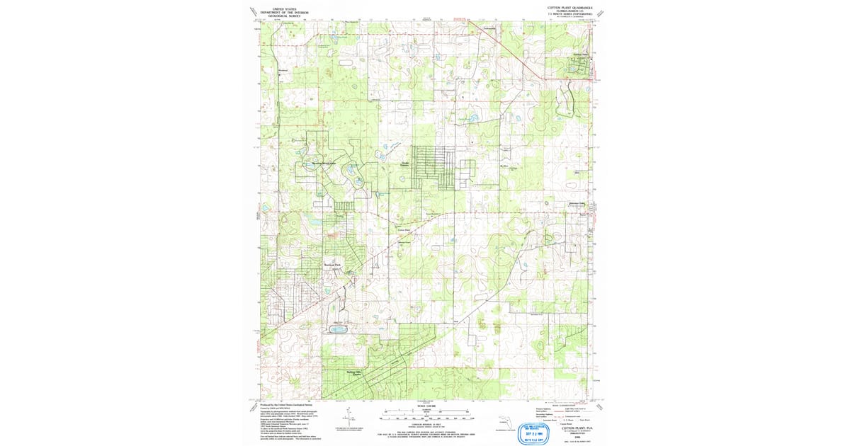 1991 Map of Cotton Plant, Marion County, FL — High-Res | Pastmaps