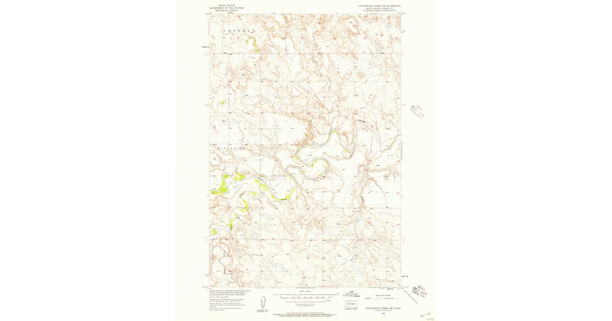 1956 Map of Cottonwood Creek NW, Corson County, SD — High-Res | Pastmaps