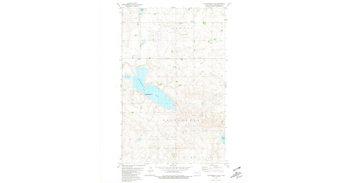 1981 Map of Cottonwood Lake, Mountrail County, ND — High-Res | Pastmaps