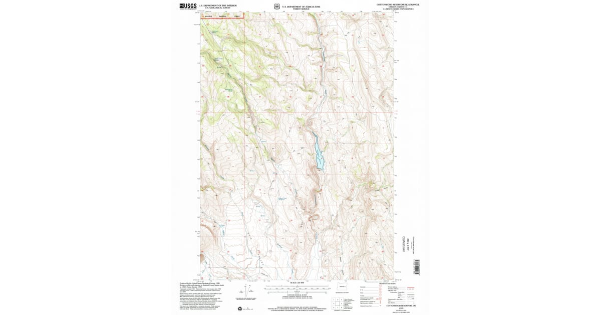 1999 Map of Cottonwood Reservoir, Harney County, OR — High-Res | Pastmaps