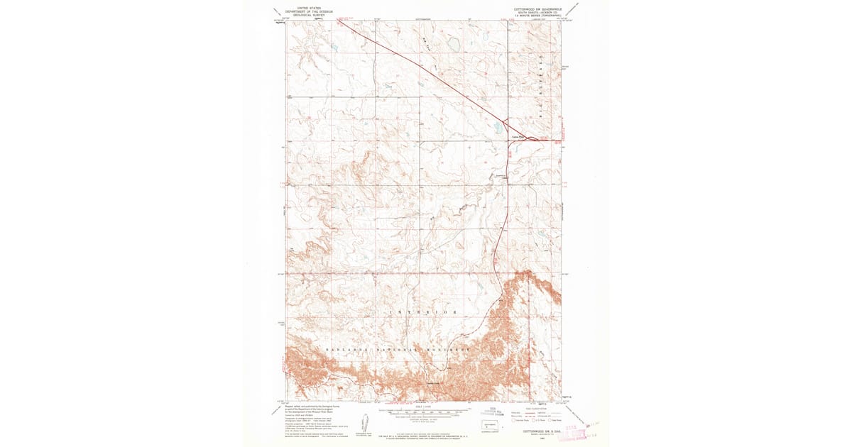1960 Map of Cottonwood SW, Jackson County, SD — High-Res | Pastmaps