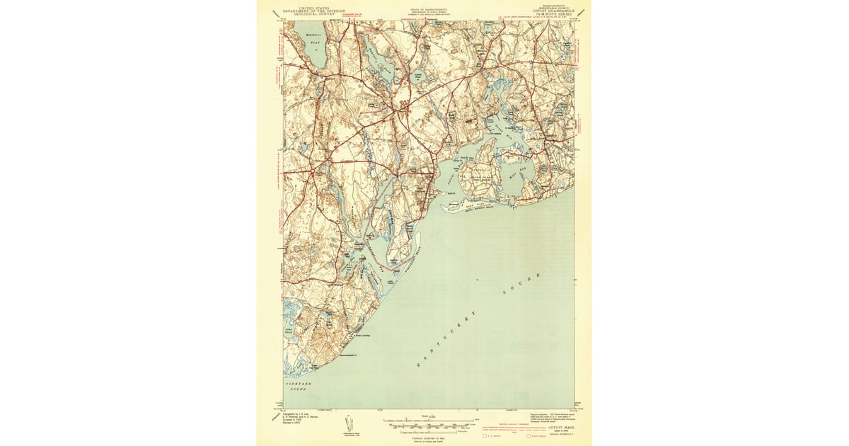 1943 Map of Cotuit, Barnstable County, MA — High-Res | Pastmaps