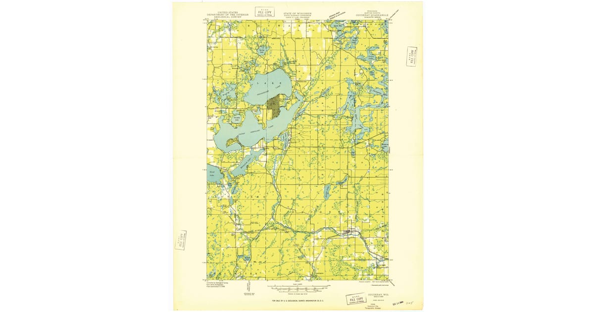1948 Map of Couderay, WI — High-Res | Pastmaps