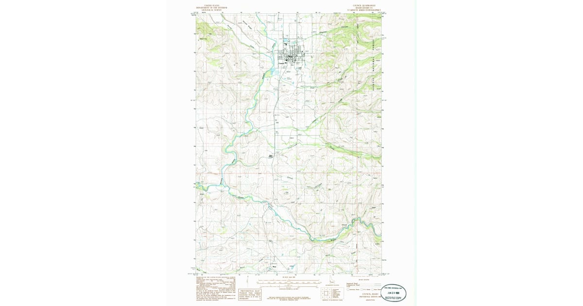 1986 Map of Council, ID — High-Res | Pastmaps