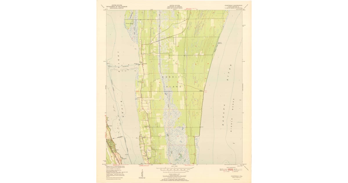 1951 Map of Courtenay, Brevard County, FL — High-Res, 1951 Print #2 ...