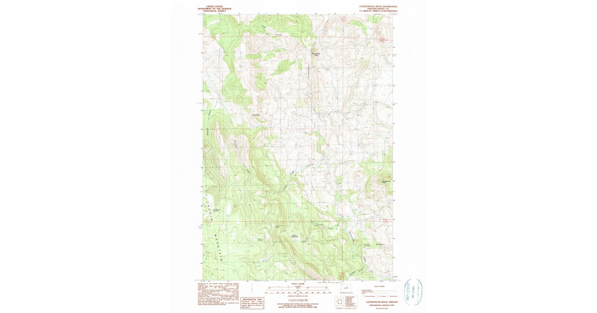 1990 Map of Courthouse Rock, Grant County, OR — High-Res | Pastmaps