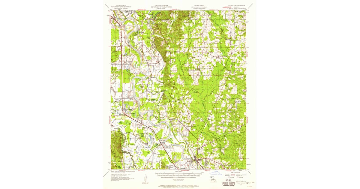 1957 Map of Coushatta, LA — High-Res | Pastmaps
