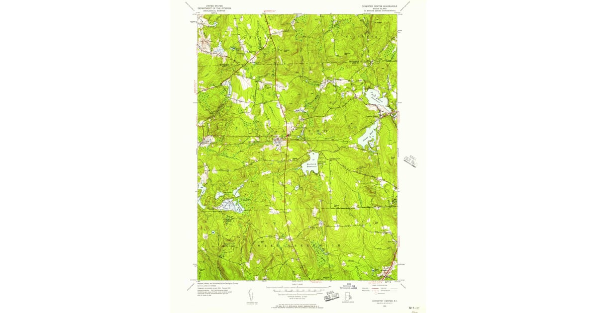 1955 Map of Coventry Center, Kent County, RI — High-Res | Pastmaps